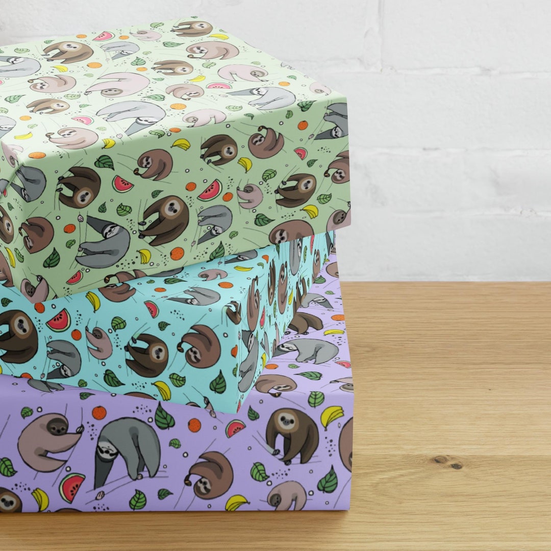 Sloth Wrapping Paper Sheets X 3 - Etsy