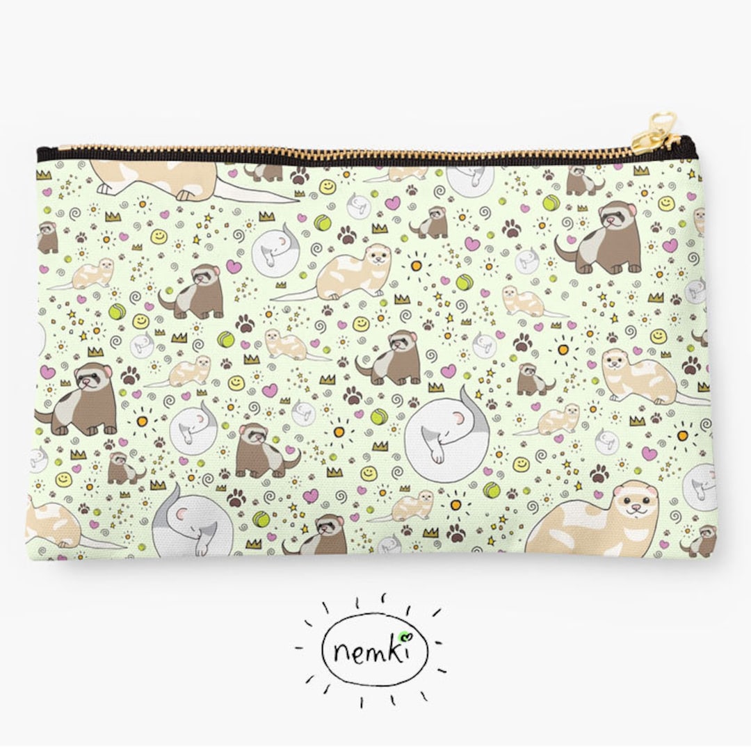Ferret Zip Pouch Ferret Pouch Ferret Makeup Bag Ferret Pencil Case ...