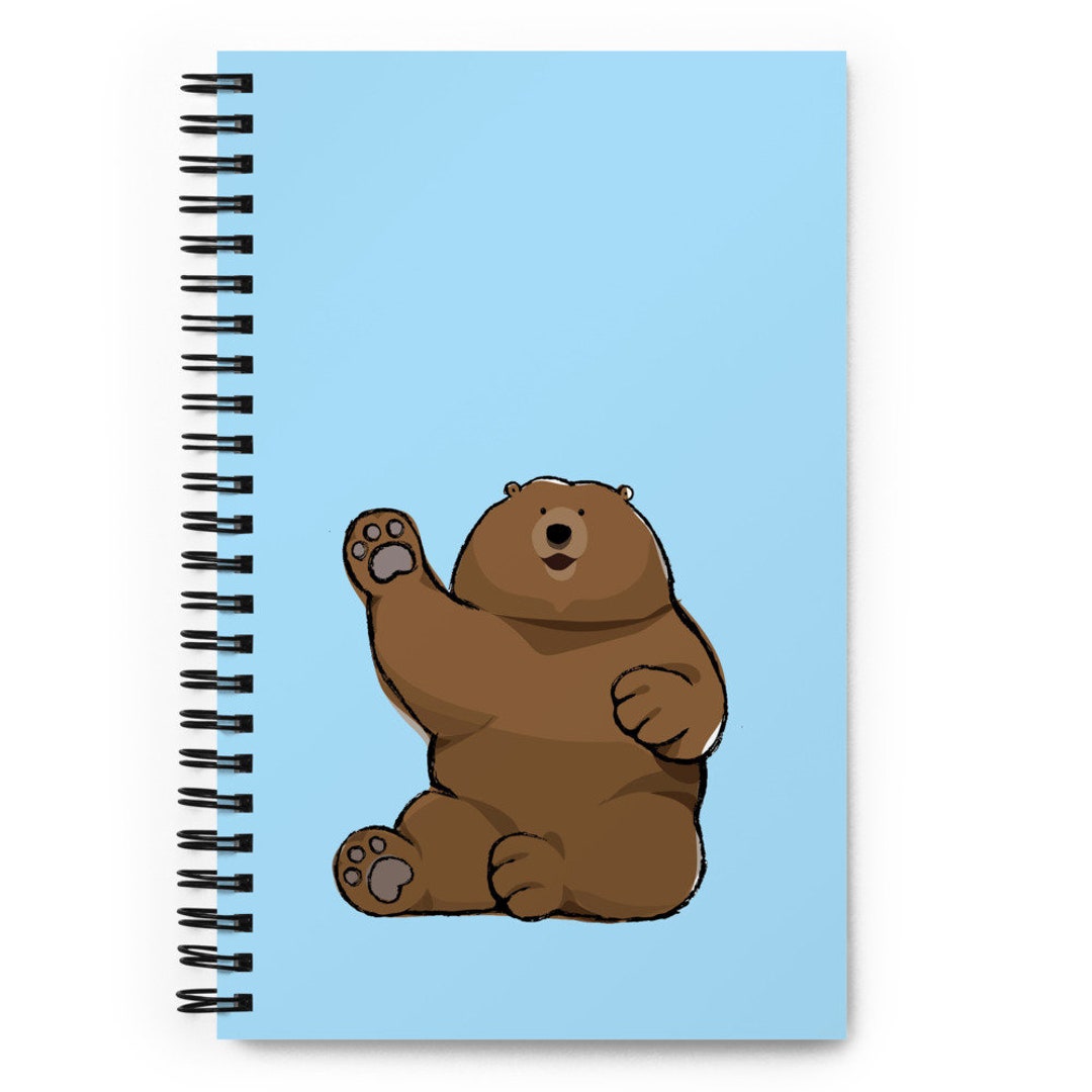 Cute Bear Notebook Cute Bear Gifts Grizzly Bear Gift Waving - Etsy