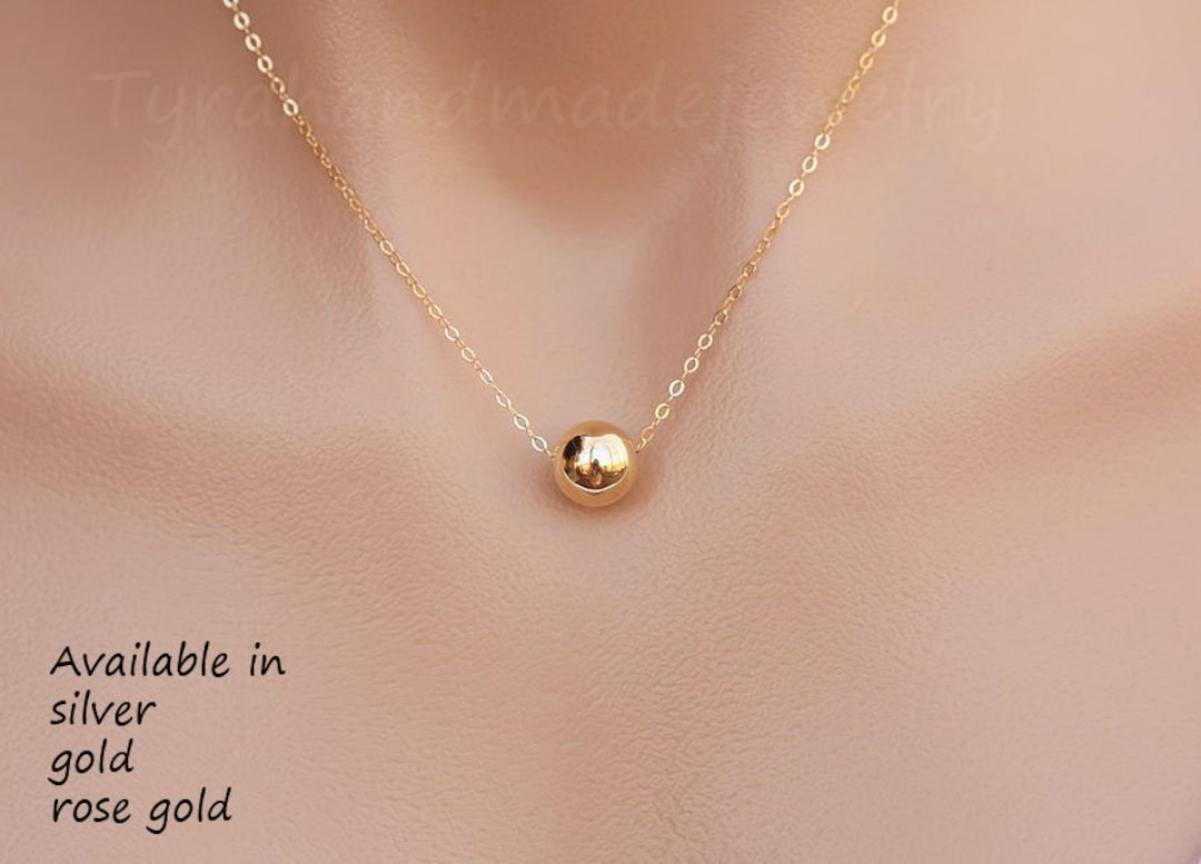 Large Gold Ball Necklace,14k Gold Filled Necklace,everyday Jewelry ...