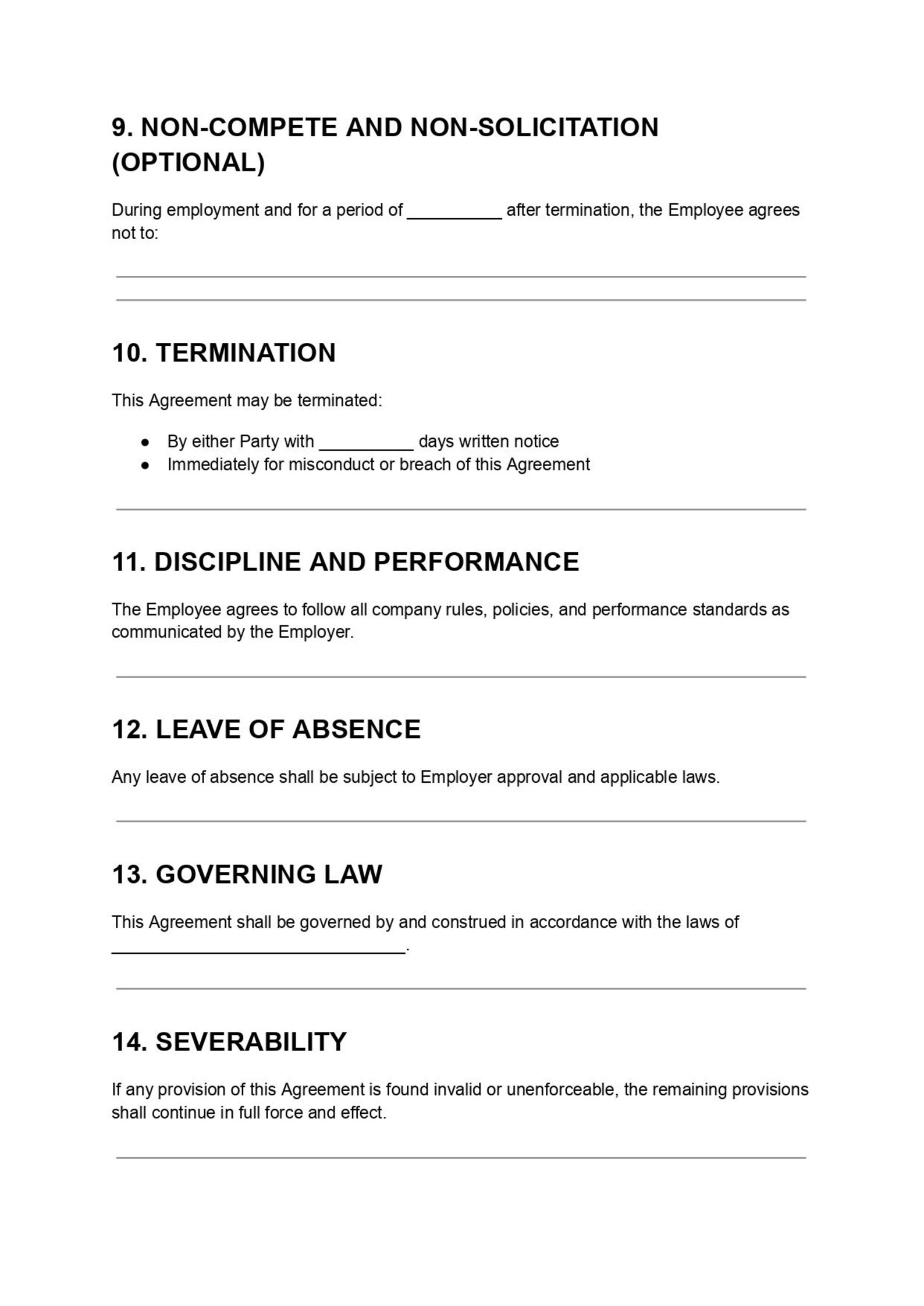 Employment Agreement Template Editable PDF & DOC | Employee Contract ...
