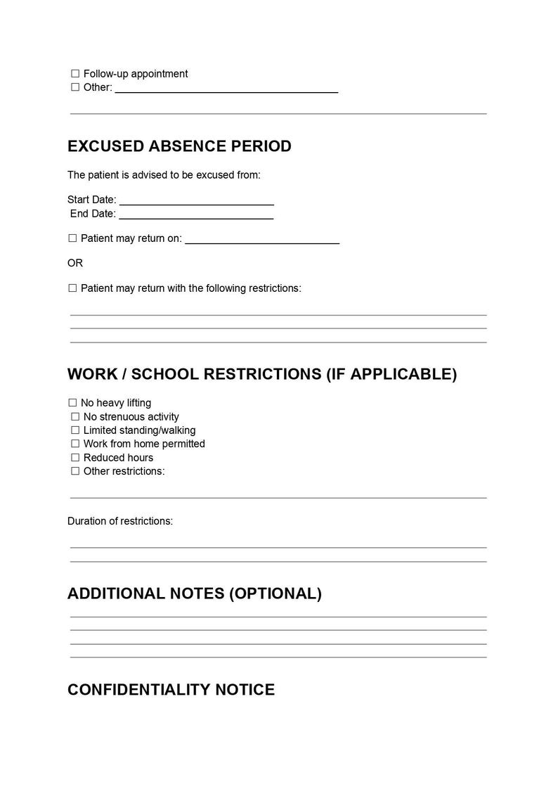 Editable Doctor Excuse Note Template | Medical Absence Form (PDF/DOC ...