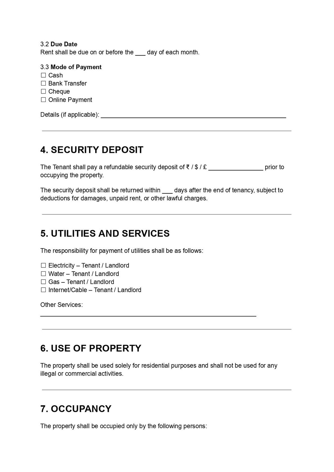 Tenancy Agreement Template Editable PDF & DOC | Rental Contract ...