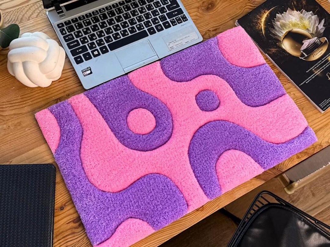 Keyboard Rug, Purple Wavy Desk Decor, Handmade Tufted Rug - Etsy