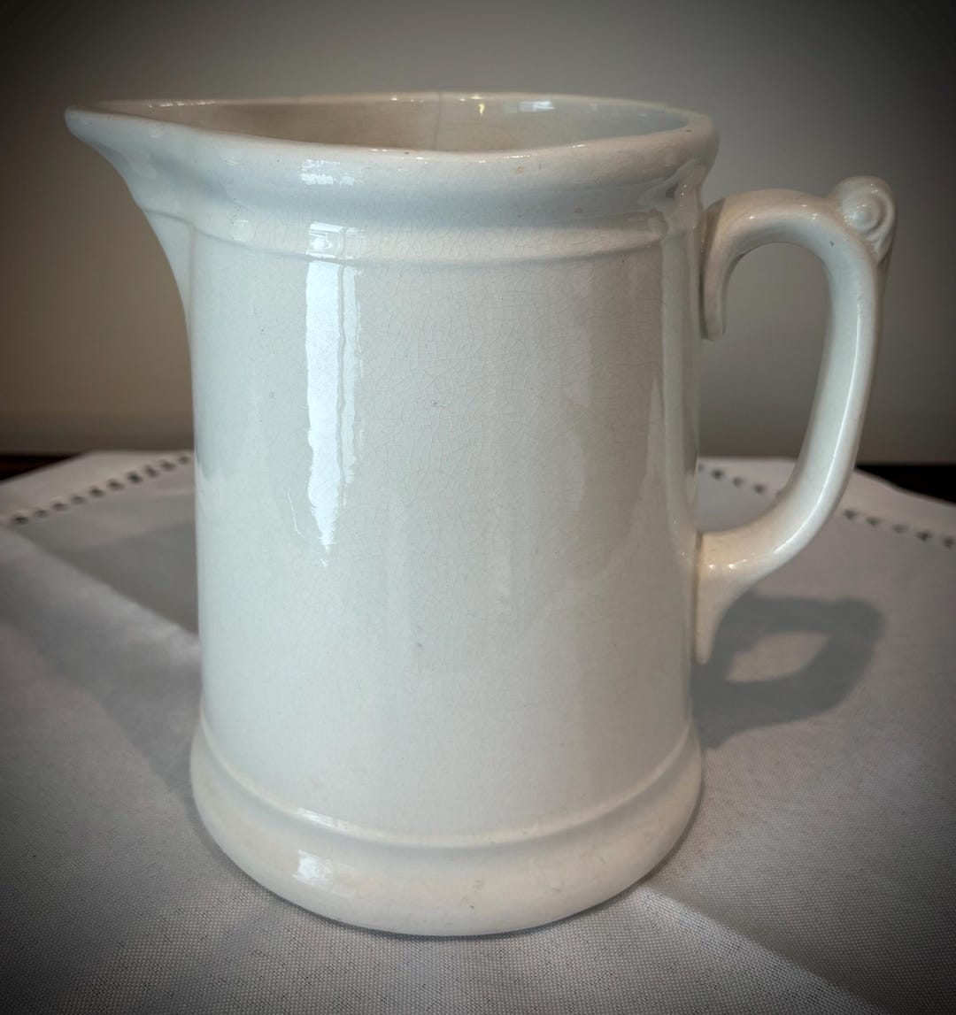 Vintage White Ironstone Milk Pitcher - Etsy