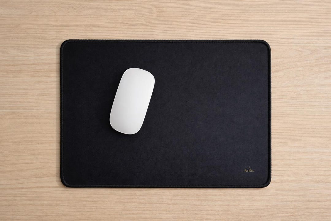 Minimal Black Mouse Pad With Subtle Logo – Non Slip Desk Mousepad ...