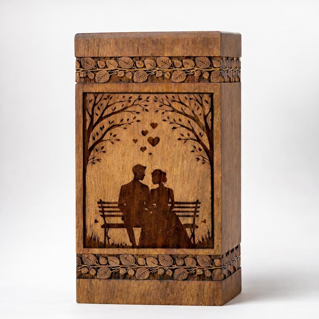 Handmade Wooden Cremation Urn Box for Ashes – Romantic Couple ...