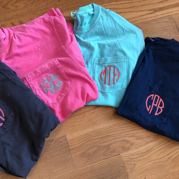 Monogram Pocket Tee - Etsy