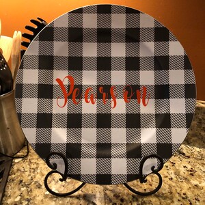 Buffalo Plaid Plate- Buffalo Check Plate- Checked Plate- Monogrammed ...