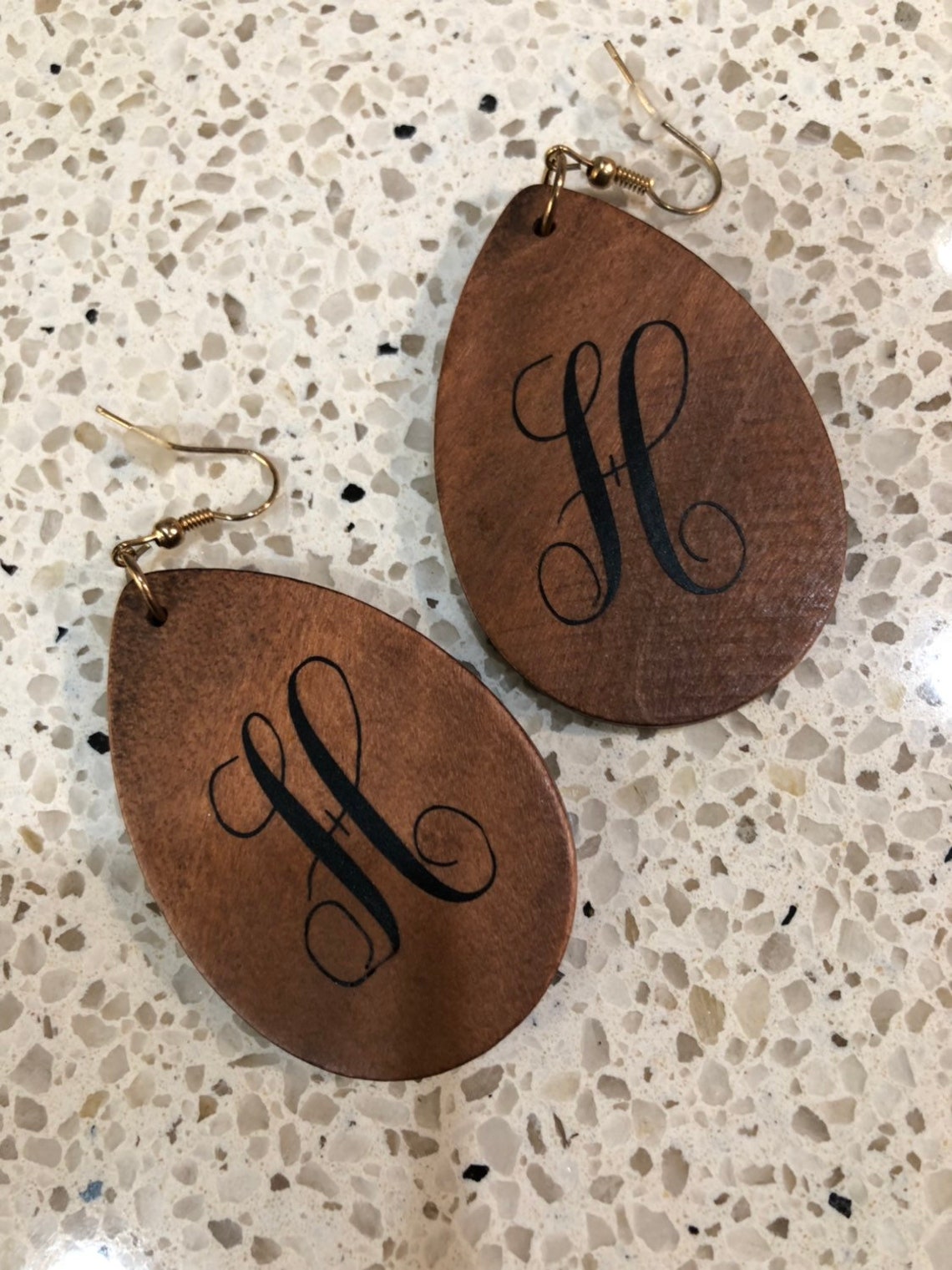 Wooden Earrings- Monogram Earrings- Personalized Earrings- Monogram ...