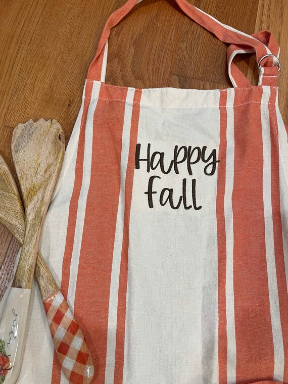 Fall Apron Apron for Fall Embroidered Apron Happy Fall - Etsy