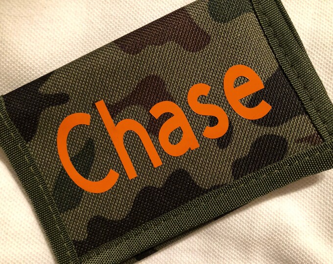 Personalized Kids Wallet- Camouflage Wallet- Canvas Wallet- Boys Wallet ...