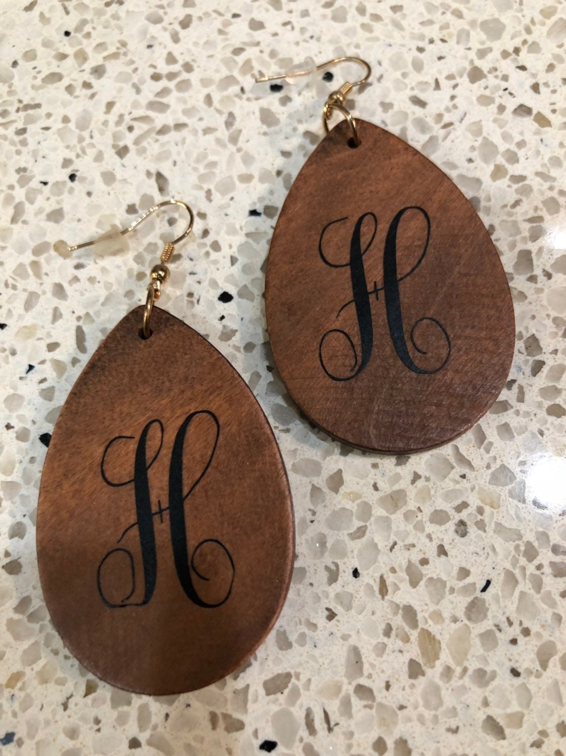 Wooden Earrings- Monogram Earrings- Personalized Earrings- Monogram ...