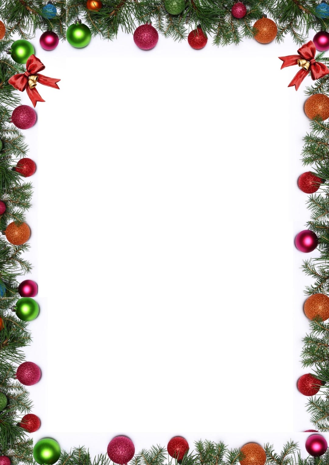 Cristmas Frame Border A4 , Festive Holiday Galand With Ornaments and ...