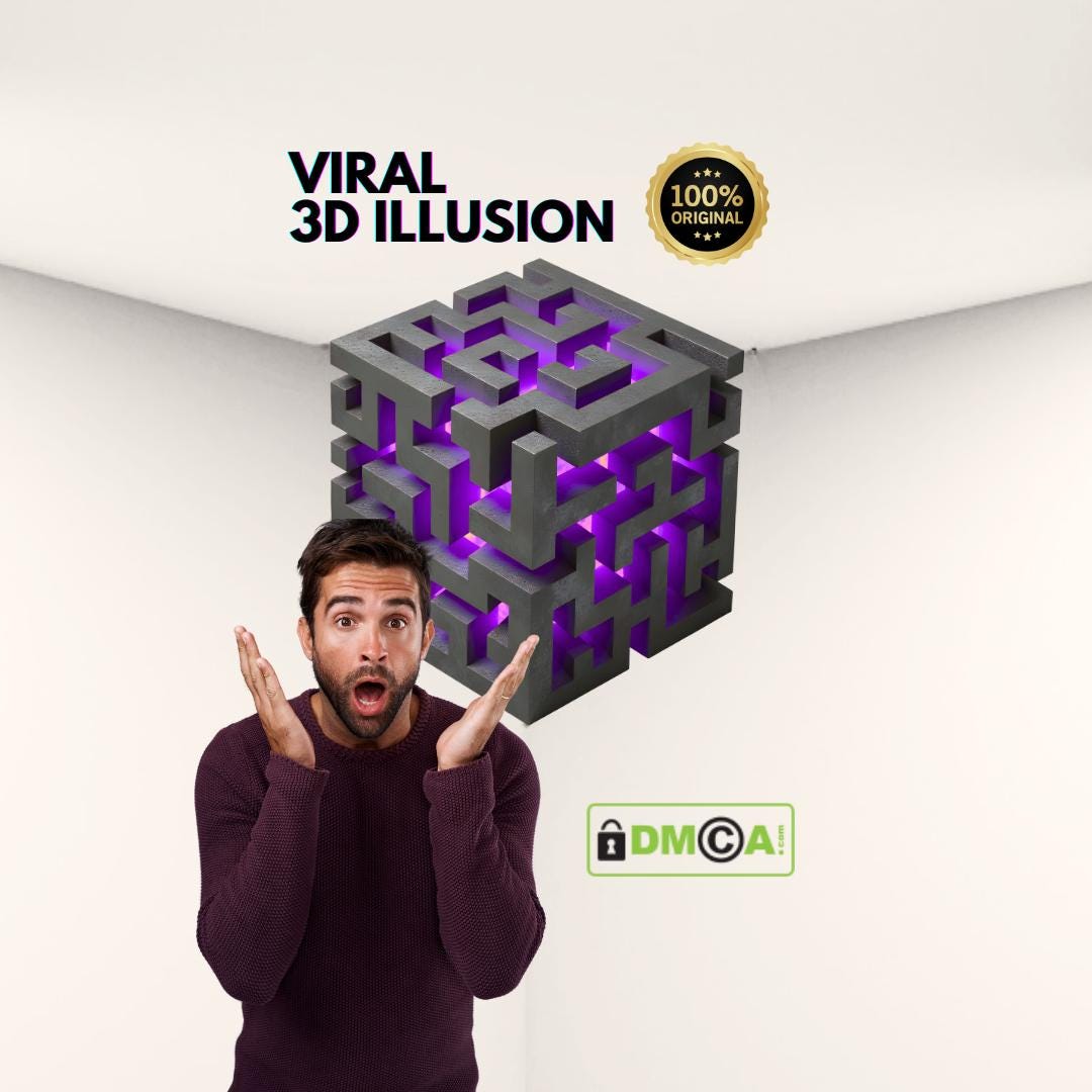 3D Illusion | Optical Maze Cube Illusion | Trippy Wall Art | Digital ...