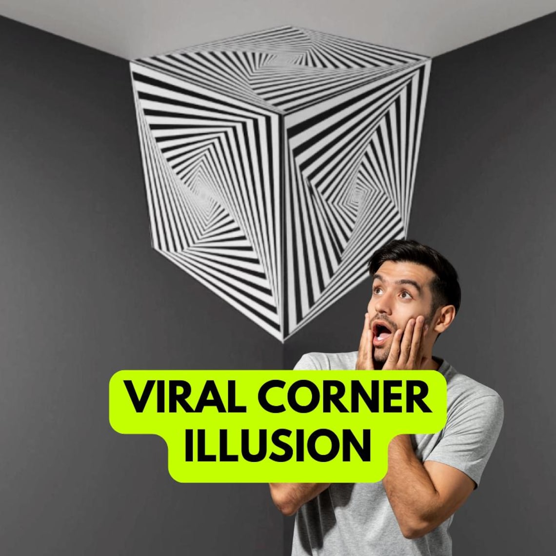 Trippy 3D Cube Illusion | Black and White Optical Illusion | Wall ...