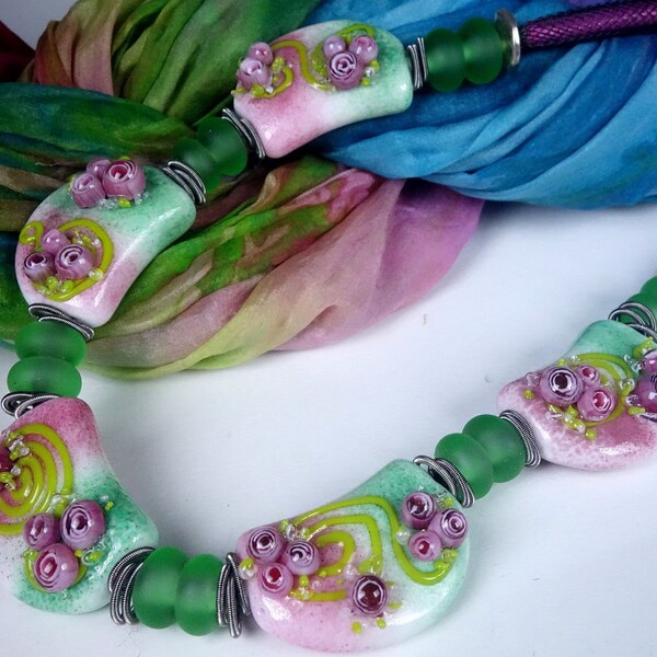 Rose Lampwork Beads - Etsy
