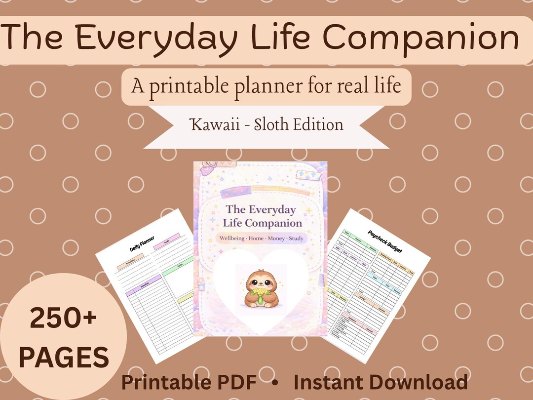 The Everyday Life Companion – Kawaii Sloth Edition | Cute Printable ...