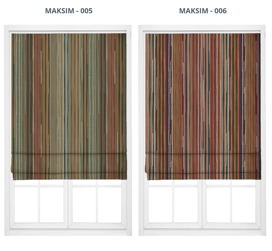 Abstract Striped Velvet Roman Shades & Fabric Blinds. Custom Size ...