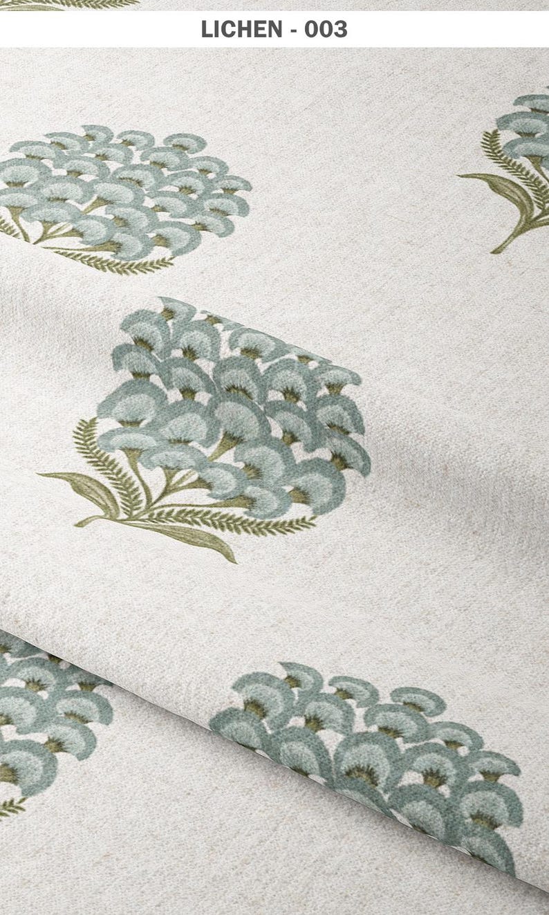 Floral Block Print Motif Designer Fabric by Yard for Window Treatments ...