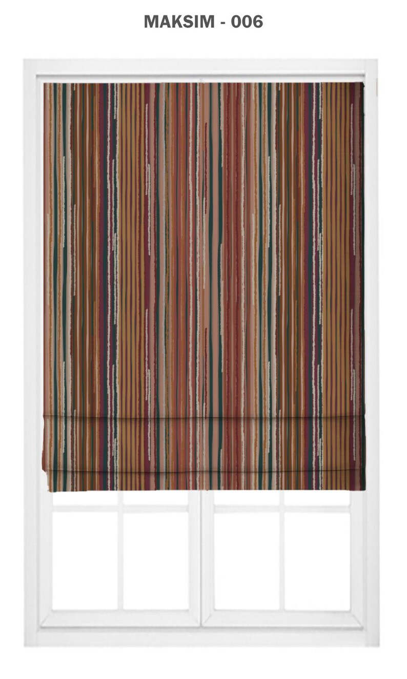 Abstract Striped Velvet Roman Shades & Fabric Blinds. Custom Size ...