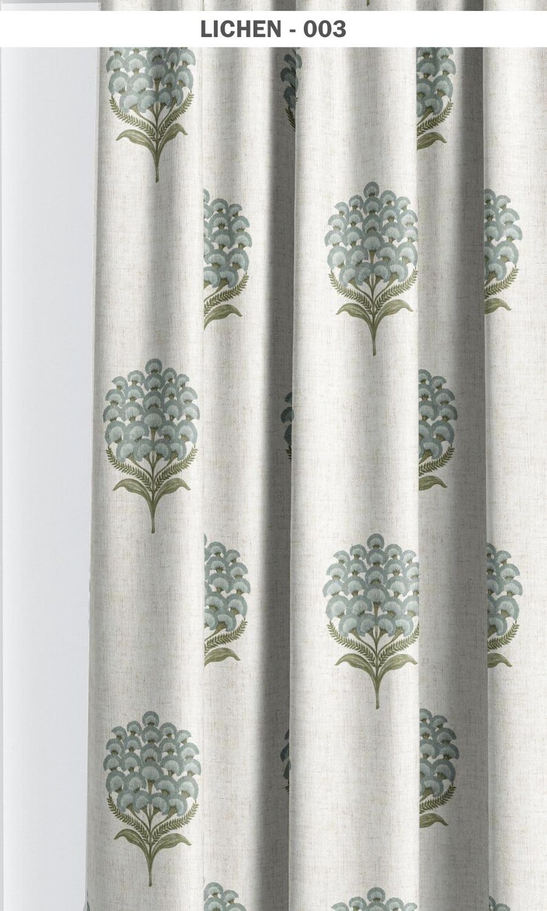 Floral Block Print Motif Designer Fabric by Yard for Window Treatments ...