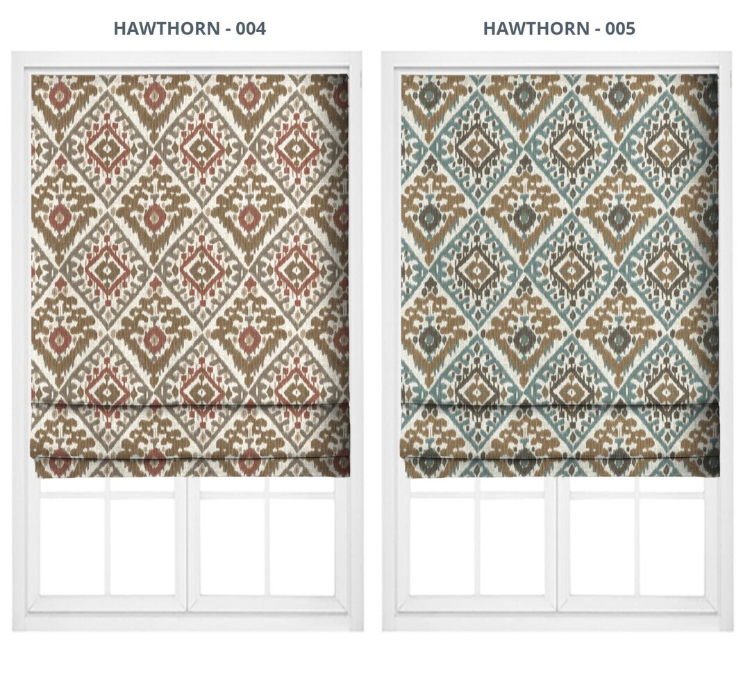 Ikat Argyle Roman Shades. Custom Size Window Blinds for Kitchen ...