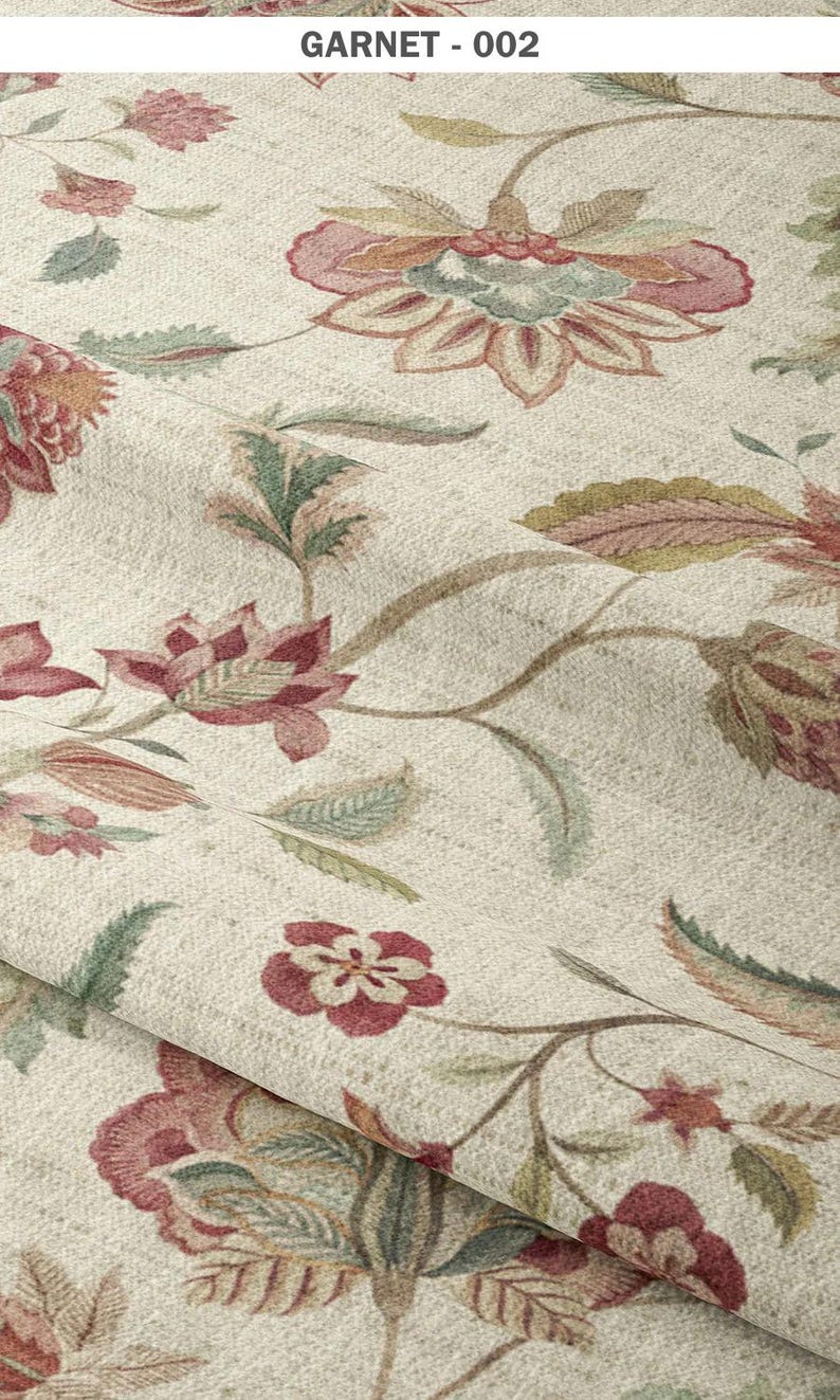 English Jacobean Floral Chinoiserie Fabric by Yard for Upholstery ...