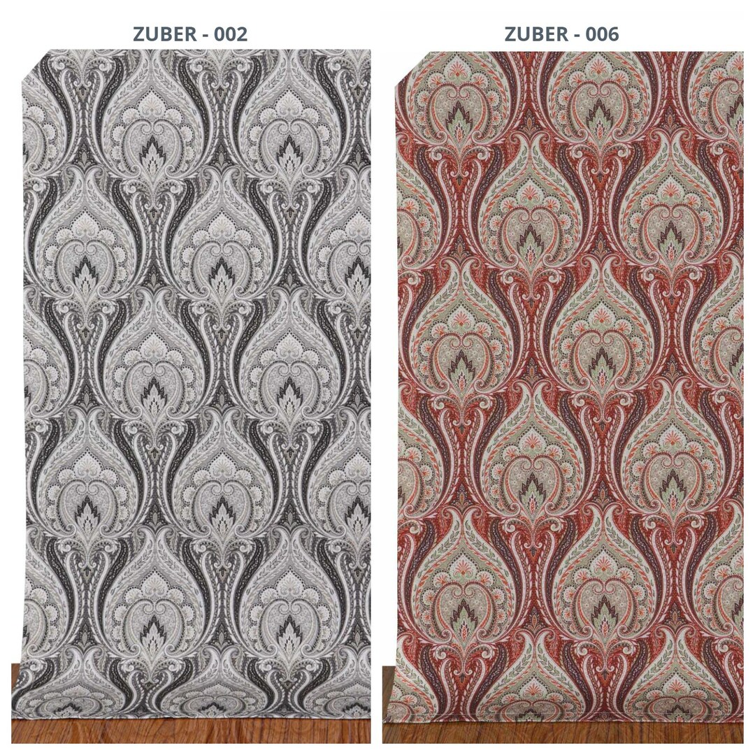 Floral Damask Patterned Cotton Fabric by Yard for Curtains, Roman ...