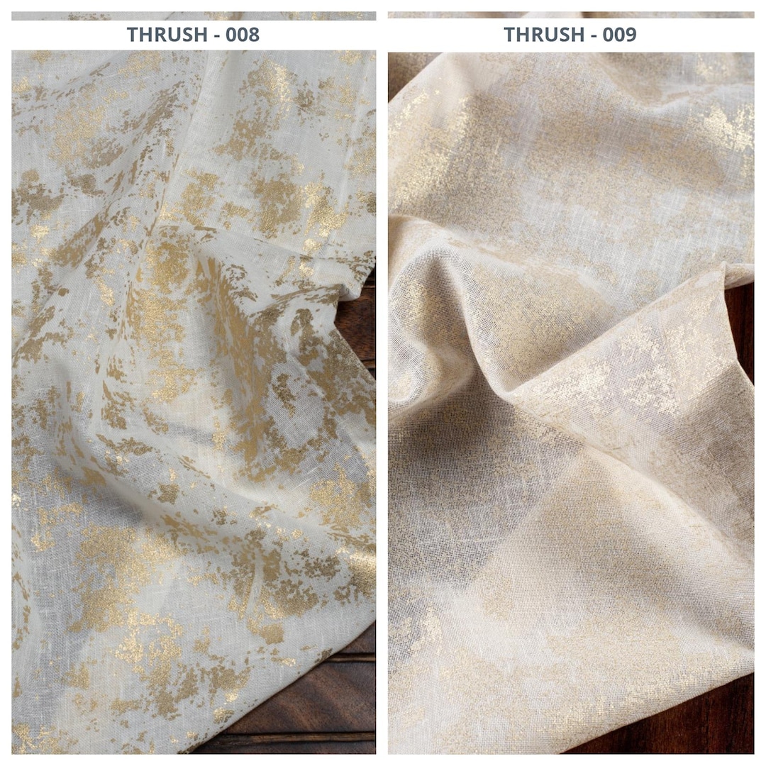 Gold Metallic Textured Semi-sheer Fabric by Yard for Curtains, Valances ...
