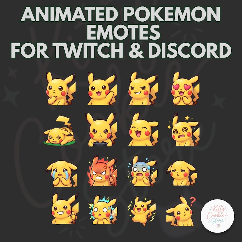 16 Animated Pikachu Emotes Pack for Twitch, Youtube and Discord | Cute ...