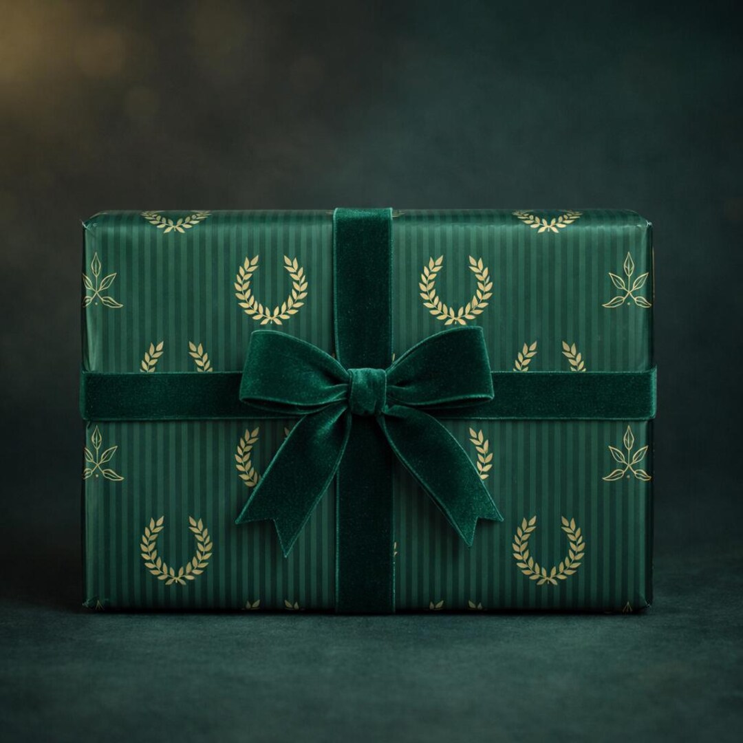 Emerald Green Laurel Wreath Wrapping Paper - Etsy