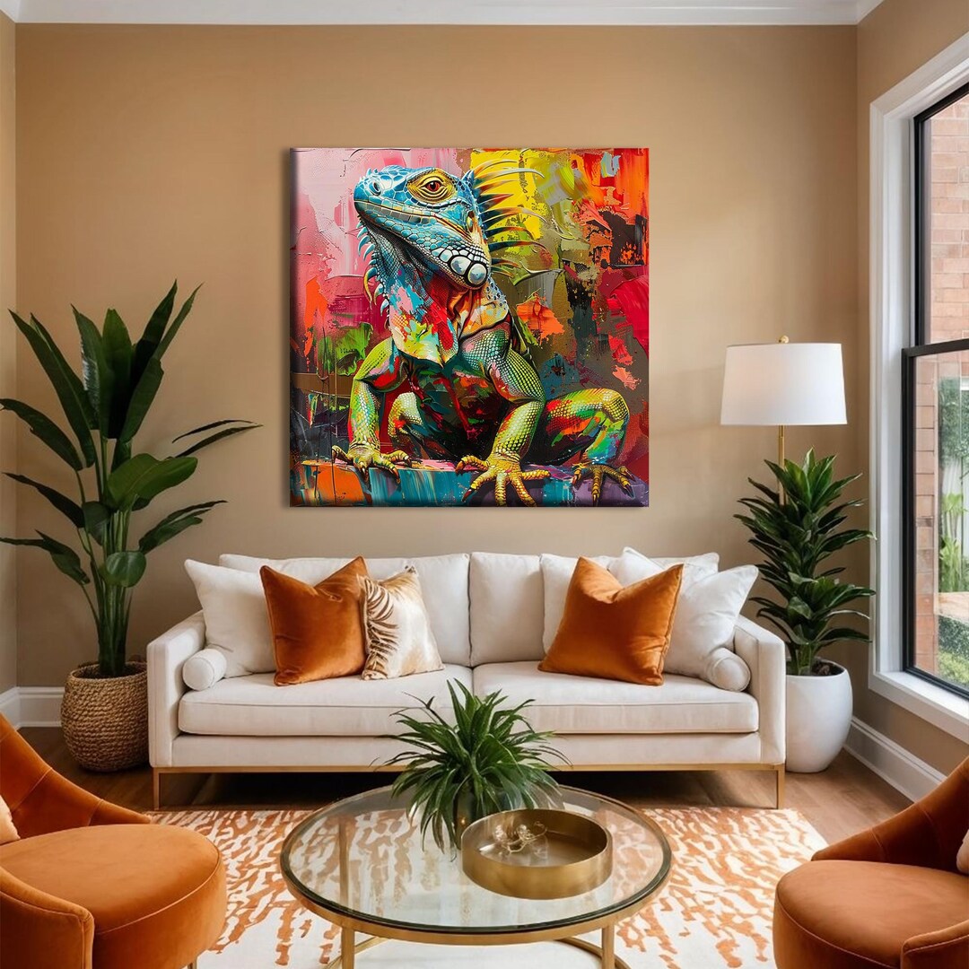 Large Abstract Lizard Poster, Modern Animal Pop Art, Eclectic Living ...