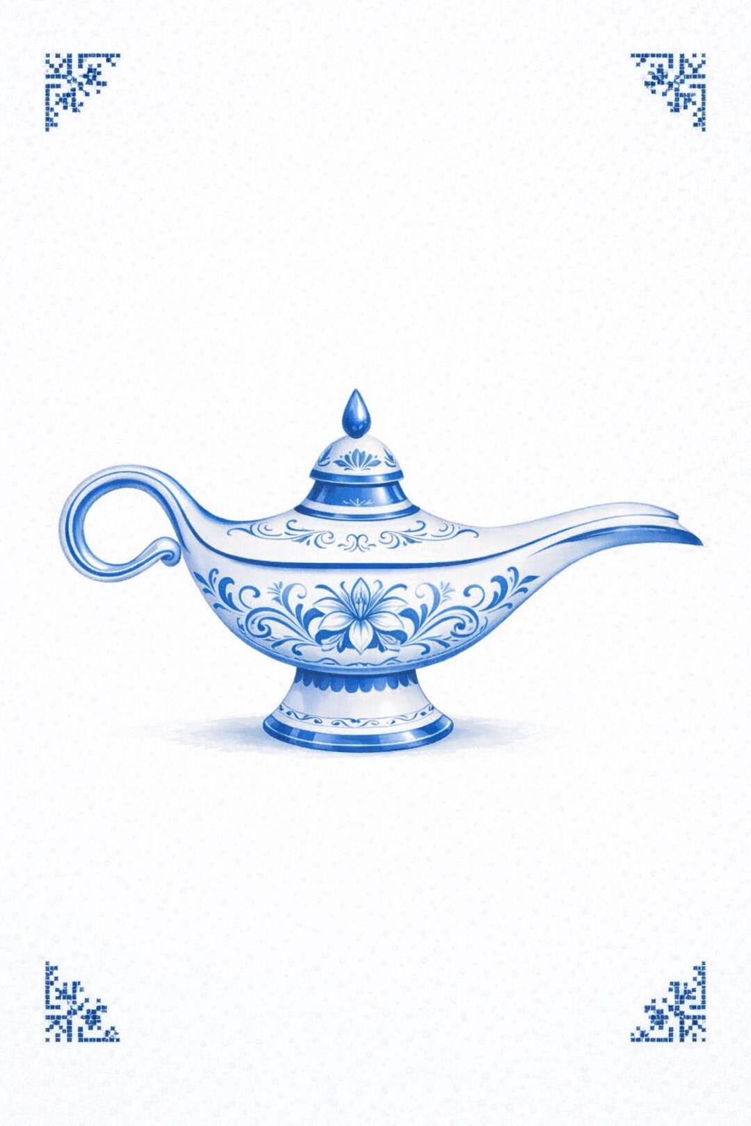 Blue Porcelain Magic Lamp Print – Delft Chinoiserie Art (digital ...