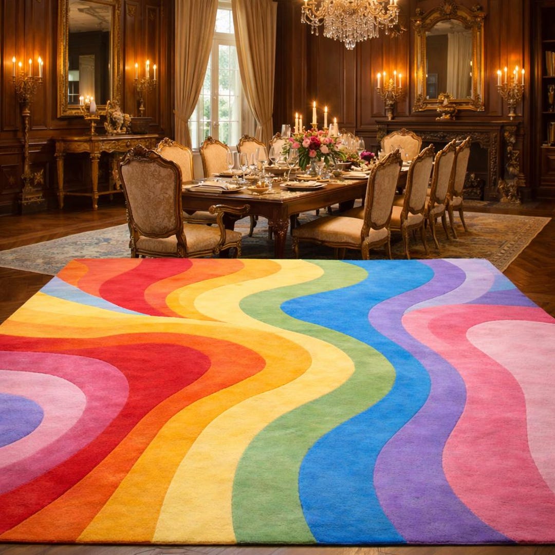 Rainbow Wave Luxury Tufted Carpet, Color Flow Modern Tufted Area Rug ...