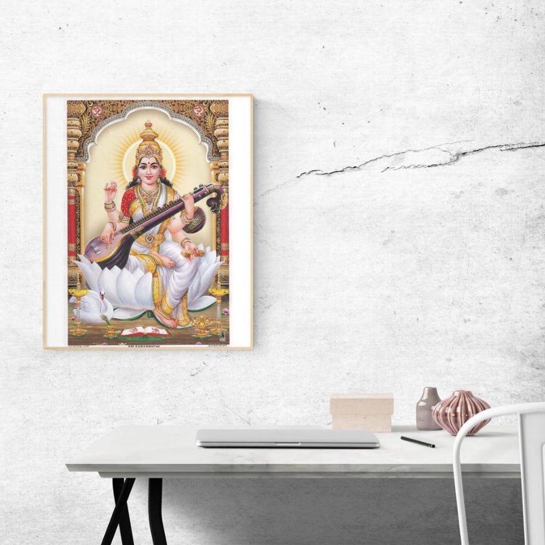 Saraswati Mata Digital Poster | Printable Wall Art | 300 DPI Instant ...