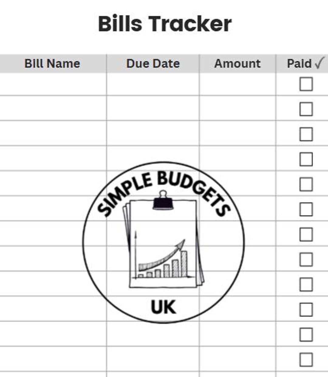 Monthly Bills Tracker | Simple Printable Budget Planner | Instant ...