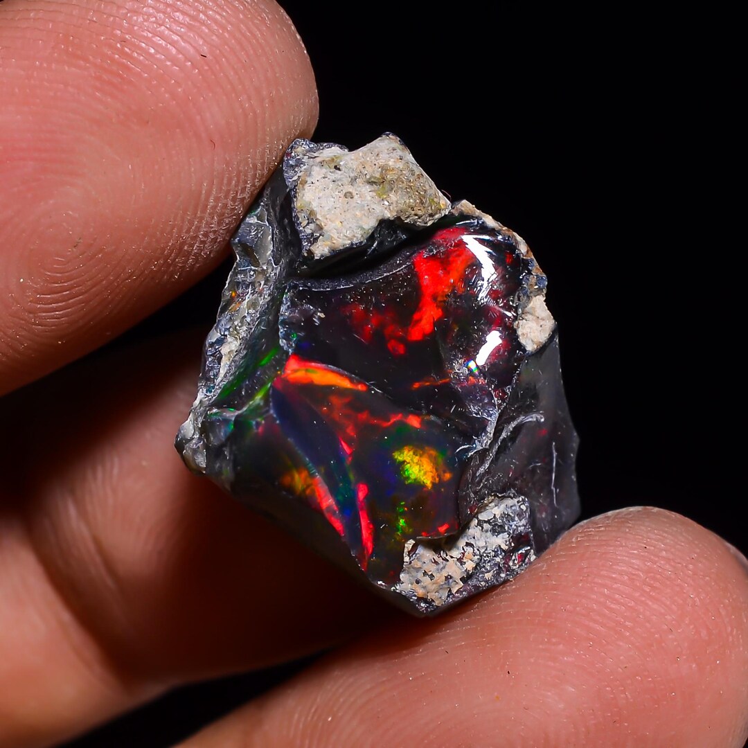 Black Opal Rough Stone – Rainbow Fire Ethiopian Opal – Raw Opal Crystal ...