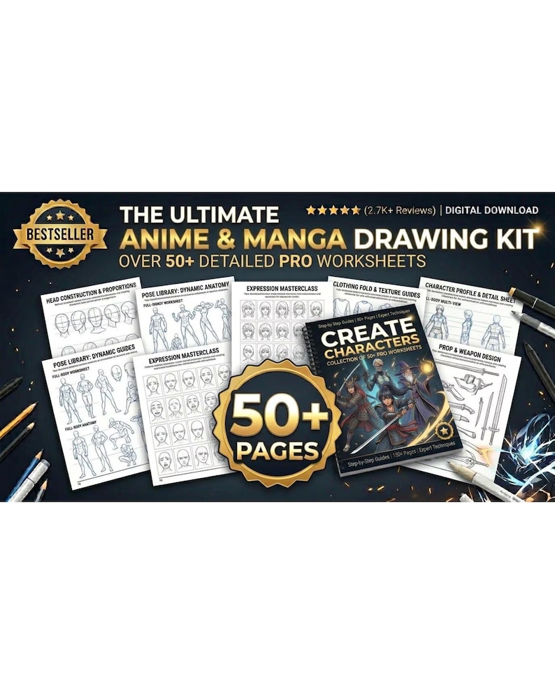 Advanced Anime Drawing Workbook | Master Anatomy, Poses, Manga Art (PDF ...