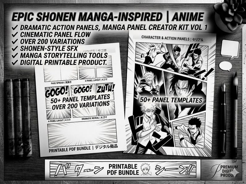 Anime Manga Panel Creator Kit Vol 1 | Storytelling Workbook & Comic ...