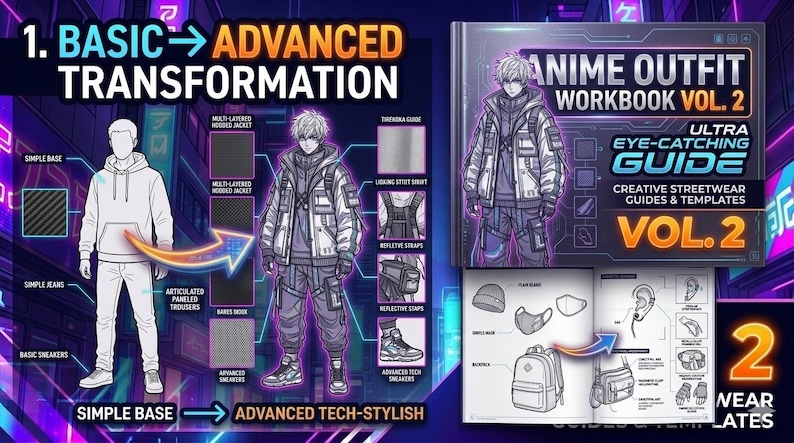 Anime Character Outfit Design Worksheets, Manga Fashion Templates ...