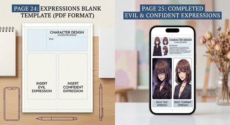Anime Expression Practice Sheets – Manga Face Reference Guide ...