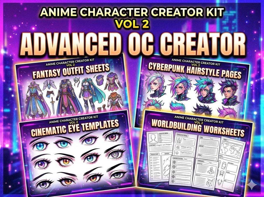 Anime Character Creator Workbook Vol 2, OC Design Templates, Fantasy ...