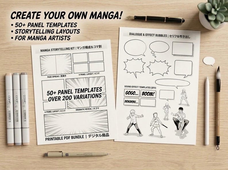 Anime Manga Panel Creator Kit, Storytelling Workbook, Comic Templates ...