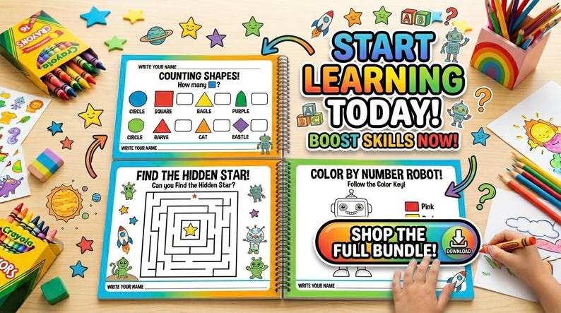 Kids Activity Book | Preschool Learning Workbook, Mazes, Puzzles ...