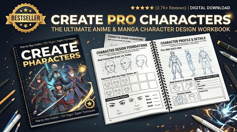 Anime Drawing Workbook PDF | Learn Manga Anatomy, Dynamic Poses ...