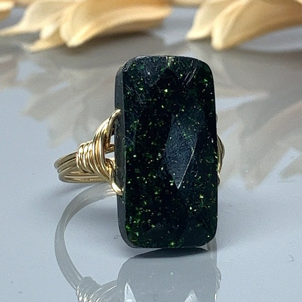 Goldstone Ring - Etsy