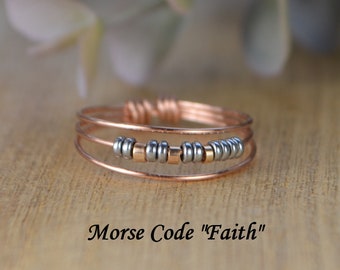 Morse Code HOPE Ring Your Choice of Color Beads and Silver | Etsy