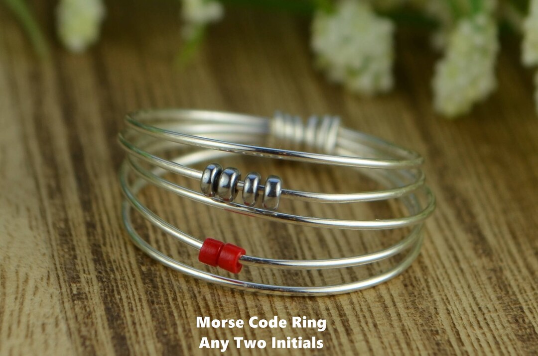 Morse Code Initial Ring: Custom Sterling Silver or Gold Filled- Custom Size - Etsy