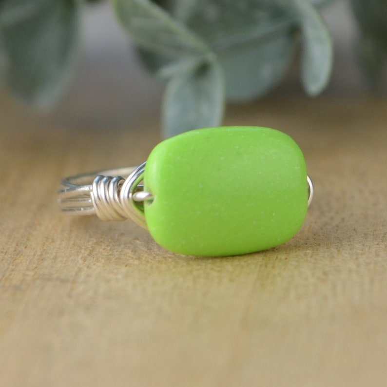 Neon Green Gemstone Ring Sterling Silver Yellow or Rose - Etsy